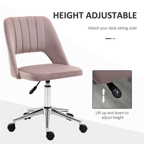 Vinsetto Modern Mid Back Office Chair With Velvet Fabric Swivel Computer Armless Desk Chair With