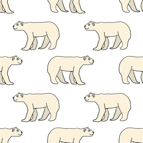 Premium Vector Cartoon Doodle Linear Polar Bear Seamless Pattern