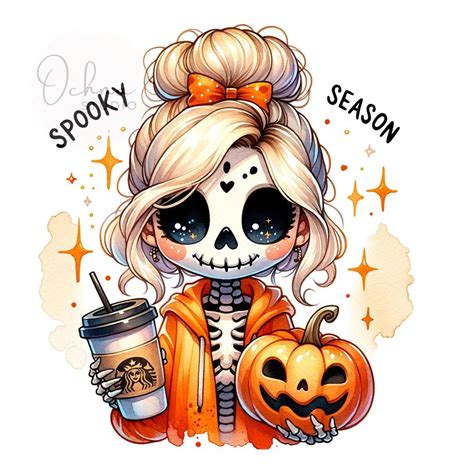Spooky Season Girl Png Spooky Skeleton Clipart Spooky Summer Clipart