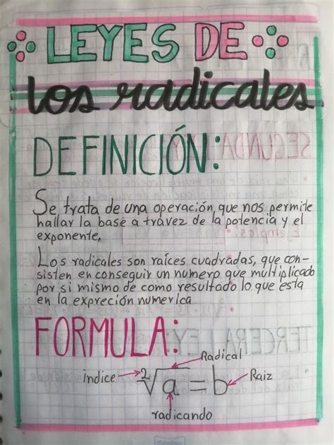 Apunte ley de los radicales Apuntes Definiciones Dibujos a lápiz