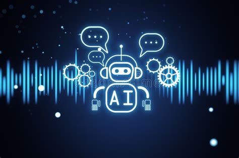 Creative Glowing Robot Ai Hologram On Blurry Background Automated