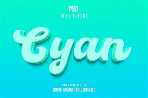 Premium Psd Cyan Editable 3d Text Effect Style