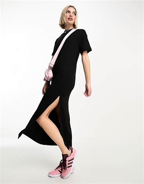 Collusion Figurbetontes Maxi T Shirt Kleid In Schwarz Asos
