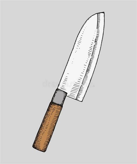 Kitchen Knife For Slicing Icon Color Vector Illustration Sketch Stock