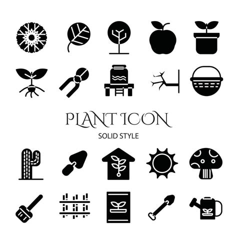 Plant Icon Set Solid Style 39642751 Vector Art At Vecteezy
