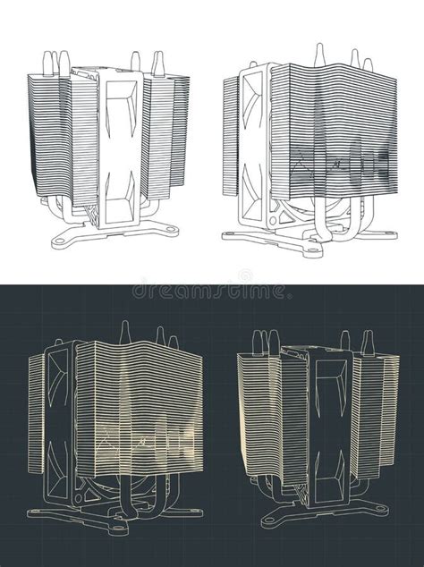 Cpu Cooler Drawings Stock Vector Illustration Of Cooling 250854265
