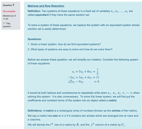 Solved Question 1 Matrices And Row Reduction Not Complete