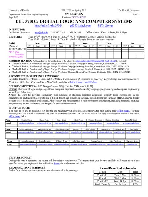 Fillable Online Digital Fundamentals And Architecture Syllabus Fax