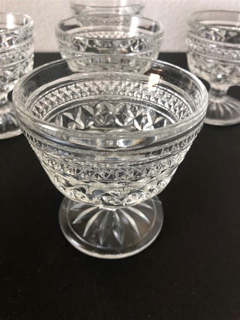 Anchor Hocking Wexford Diamond Point Dessert Dishes Set Of 5 Etsy