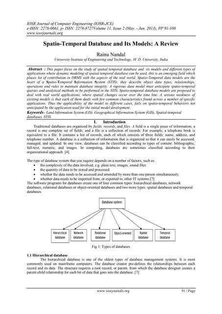 Spatio Temporal Database And Its Models A Review Pdf