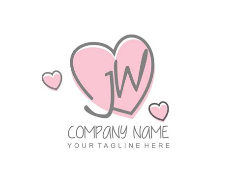 Initial Jw With Heart Love Logo Template Vector 20087921 Vector Art At