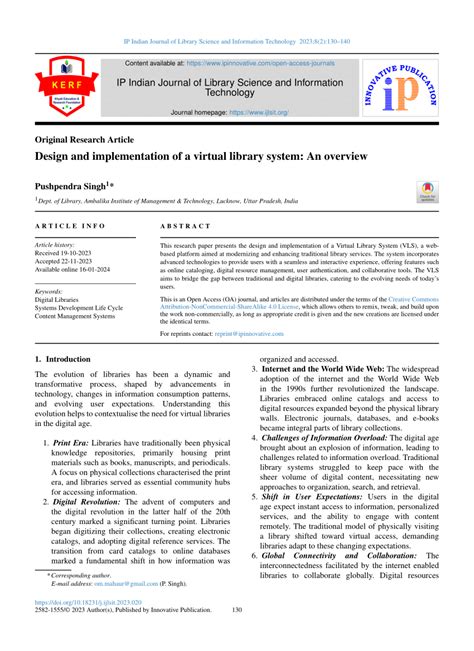 Pdf Design And Implementation Of A Virtual Library System An Overview