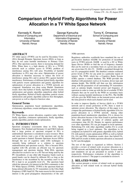 Pdf Comparison Of Hybrid Firefly Algorithms For Power Allocation In A