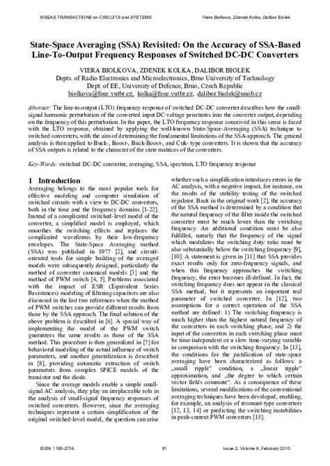 Pdf State Space Averaging Ssa Revisited On The Accuracy Of Ssa Based Line To Output