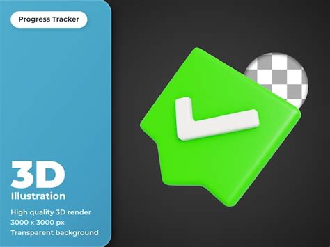 Premium Psd A 3d Green Square Notification Icon With A White Done