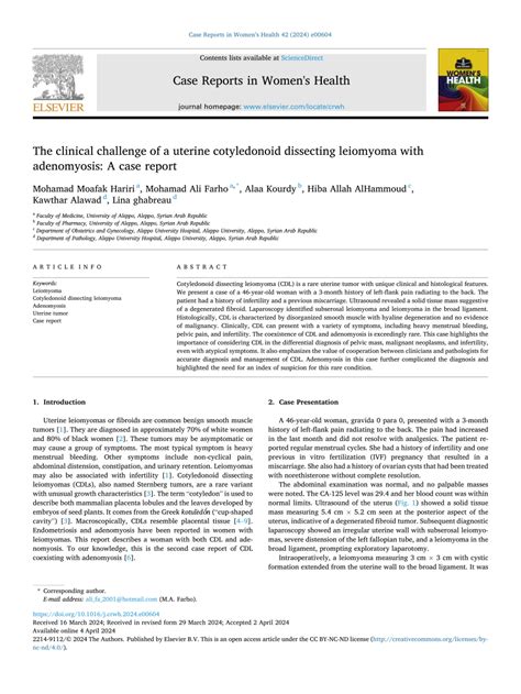 Pdf The Clinical Challenge Of A Uterine Cotyledonoid Dissecting