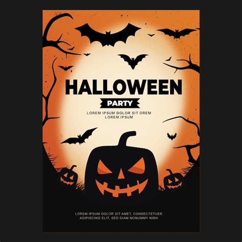 Premium Vector Orange Halloween Party Vector Poster