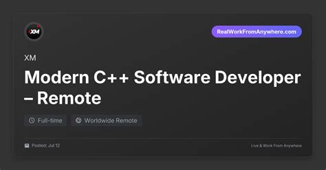 Modern C Software Developer Remote At Xm Worldwide Remote Job