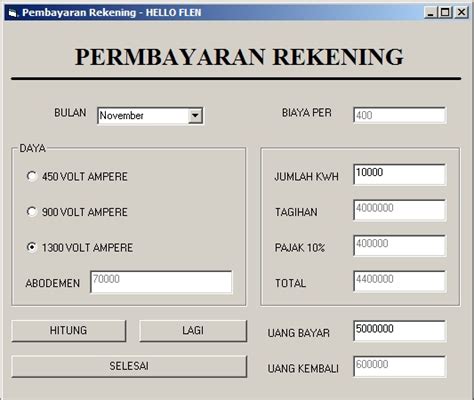 Script Atau Coding Membuat Form Pembayaran Rekening Pada Vb 6 Hello Flen