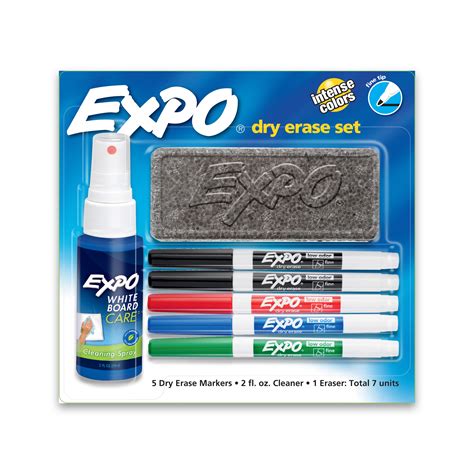 Expo Dry Erase Marker Starter Set Fine Tip Assorted Colors 7 Piece