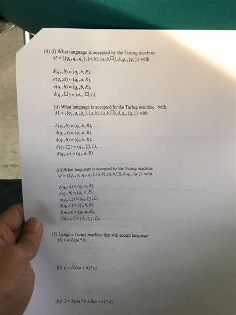 Solved What Language Is Accepted By The Turing Chegg