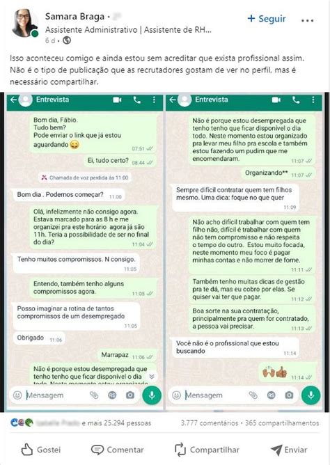 Mãe que relatou discriminação em entrevista de emprego recebe várias
