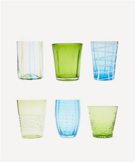 Zafferano Melting Pot Assorted Glasses Set Of 6 Liberty