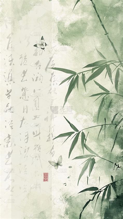 中国风通用古风植物书法背景素材 花瓣网