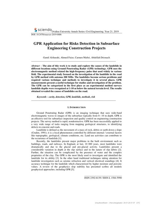 PDF GPR Application For Risks Detection In Subsurface Engineering Construction Projects