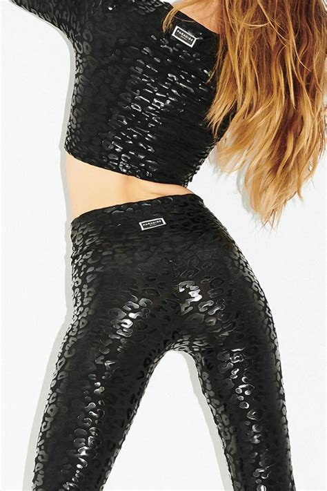 Paradise Chick Leggings Superhero Sticky High Waist Leopard Schwarz