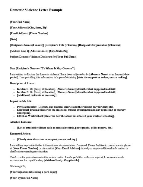 5 Best Domestic Violence Letter Examples Calypso Tree