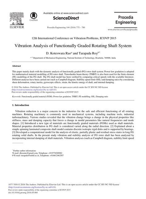 PDF Vibration Analysis Of Functionally Graded Rotating Shaft System