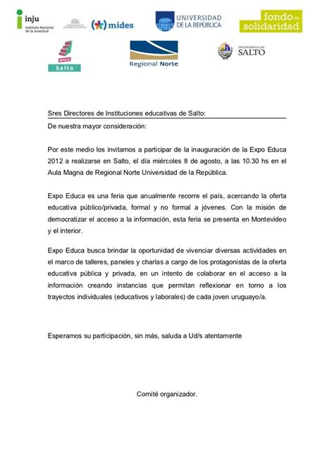 Carta Invitacion Expoeduca Carta De Invitacion Cartas Invitacion A