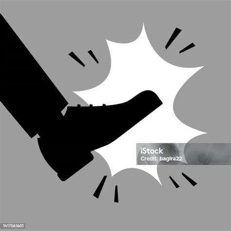 부트 킥 남성 다리의 실루엣 침략 정신 문제 싸움 실업 직장에서 해고 단색 디자인 가득 찬에 대한 스톡 벡터 아트 및 기타 이미지 Istock