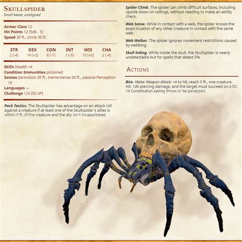 Oc Homebrew Stats Block For A Skullspider Rdnd