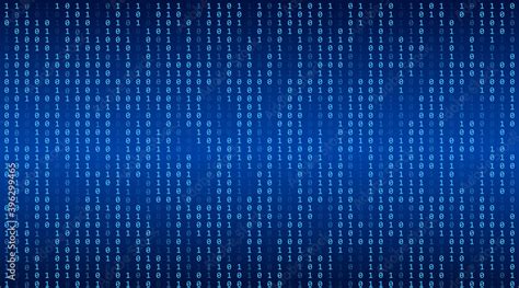blue matrix background stream of binary code falling numbers on dark