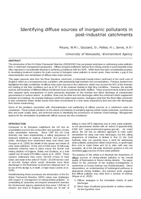 Pdf Identifying Diffuse Sources Of Inorganic Pollutants In Post