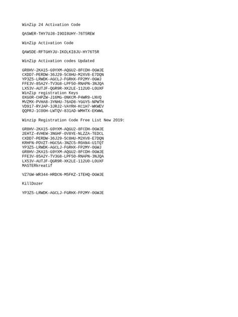 Winzip Activation Code Free Pdf