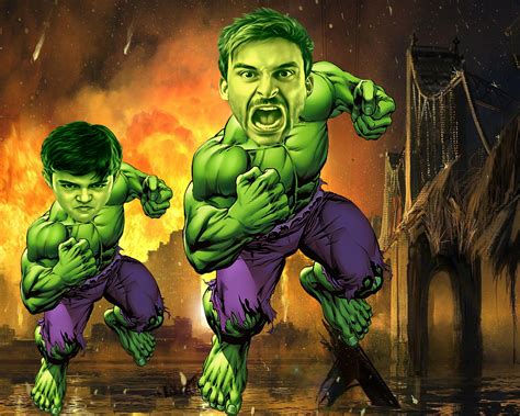 Custom Hulk Portrait Personalized Hulk Cartoon Digital Superhero