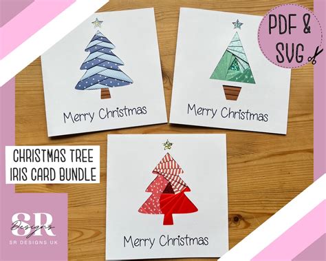 Christmas Tree Iris Folding Pattern Template Bundle Pdf And Svg