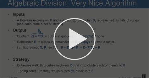 Multilevel Logic Algebraic Division Level Logic Synthesis And