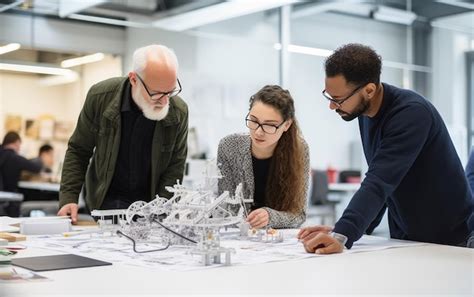 Premium Photo Engineering Students In Technical Workshop Collaboration