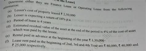 Determine Either They Are Finance Lease Or StudyX