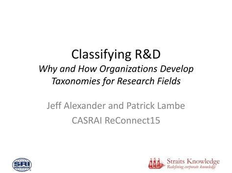 Classifying Randd Why And How Organizations Develop Taxonomies For Research Fields Jeff