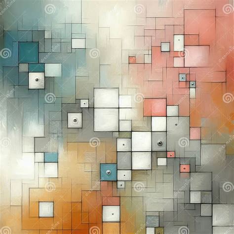 Contemporary Art Abstract Painting With Rectangular Motifs Stock
