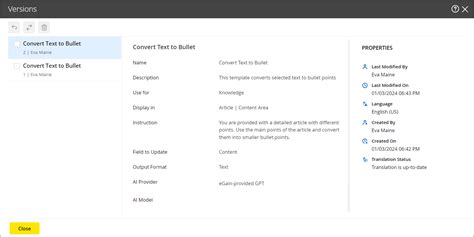Managing Prompt Template Versions