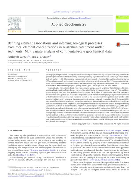 Pdf Defining Element Associations And Inferring Geological Processes