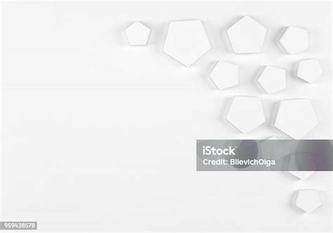 텍스트에 대 한 공간을 가진 백색은 다각형의 추상 축적 3d 렌더링 0명에 대한 스톡 사진 및 기타 이미지 0명 개념 건축 Istock