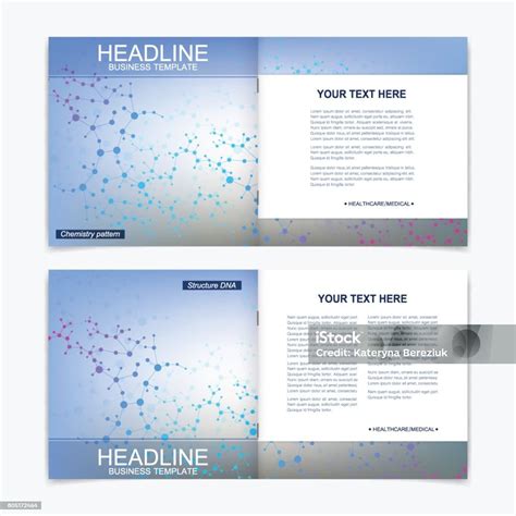 광장 안내 책자에 대 한 서식 파일이입니다 책자 커버 프레젠테이션입니다 비즈니스 과학 기술 설계도 서 레이아웃입니다 과학적인 분자 배경 0명에 대한 스톡 벡터 아트 및 기타