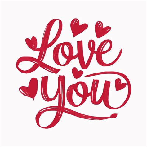 Decorative Love You Typography With Playful Font On White Background